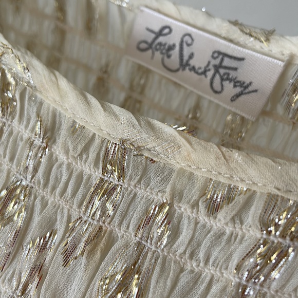 LoveShackFancy | Tops | Loveshackfancy Beautiful Gold Metallic Shimmer ...